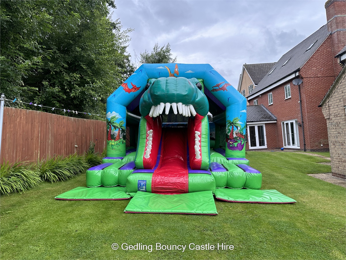 Dinosaur Bounce and Slide Combi - Bouncy Castle Hire Nottingham
