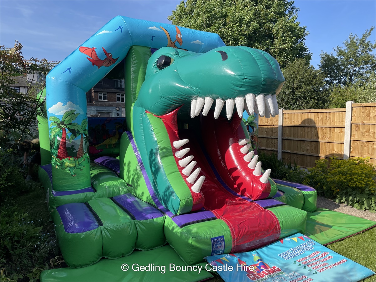 Dinosaur Bounce and Slide Combi - Bouncy Castle Hire Nottingham
